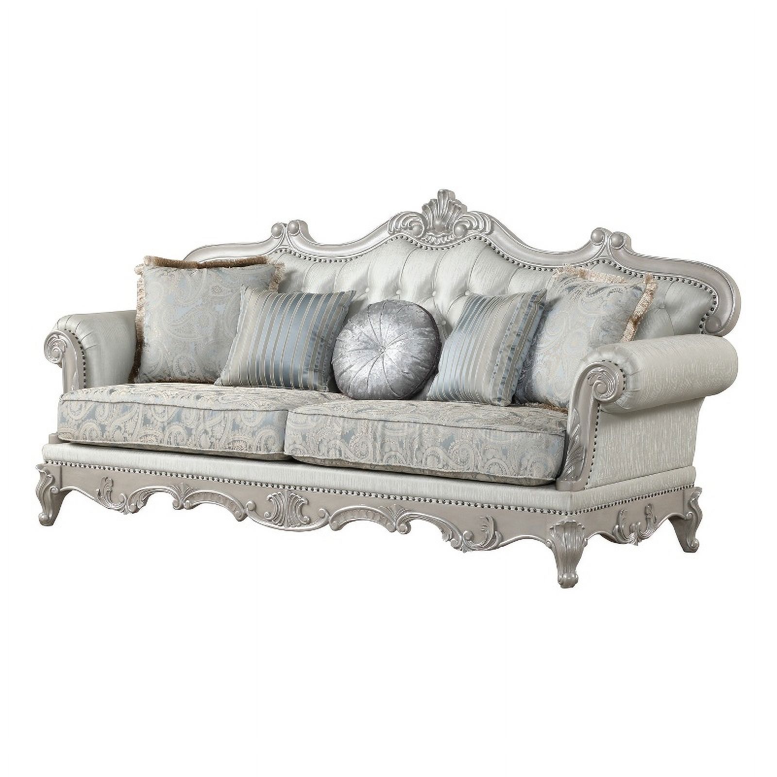 Glamorous Sofa With Crystal Button Tufting, Silver - Walmart.com