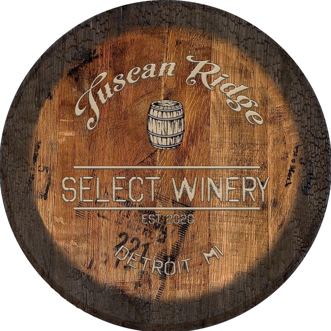 Tuscan Wine Winery Wine Sign Large Oak Whiskey Barrel Wood Wall Decor ...