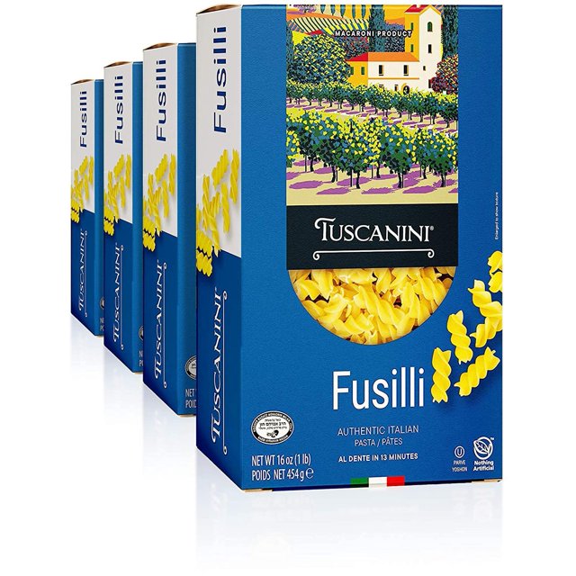 Tuscanini Authentic Italian Fusilli Pasta 16oz 4 Pack Made with Premium ...