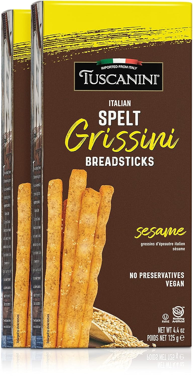 Tuscanini Sesame Grissini Breadsticks, Thin and Crispy, Made with Spelt ...