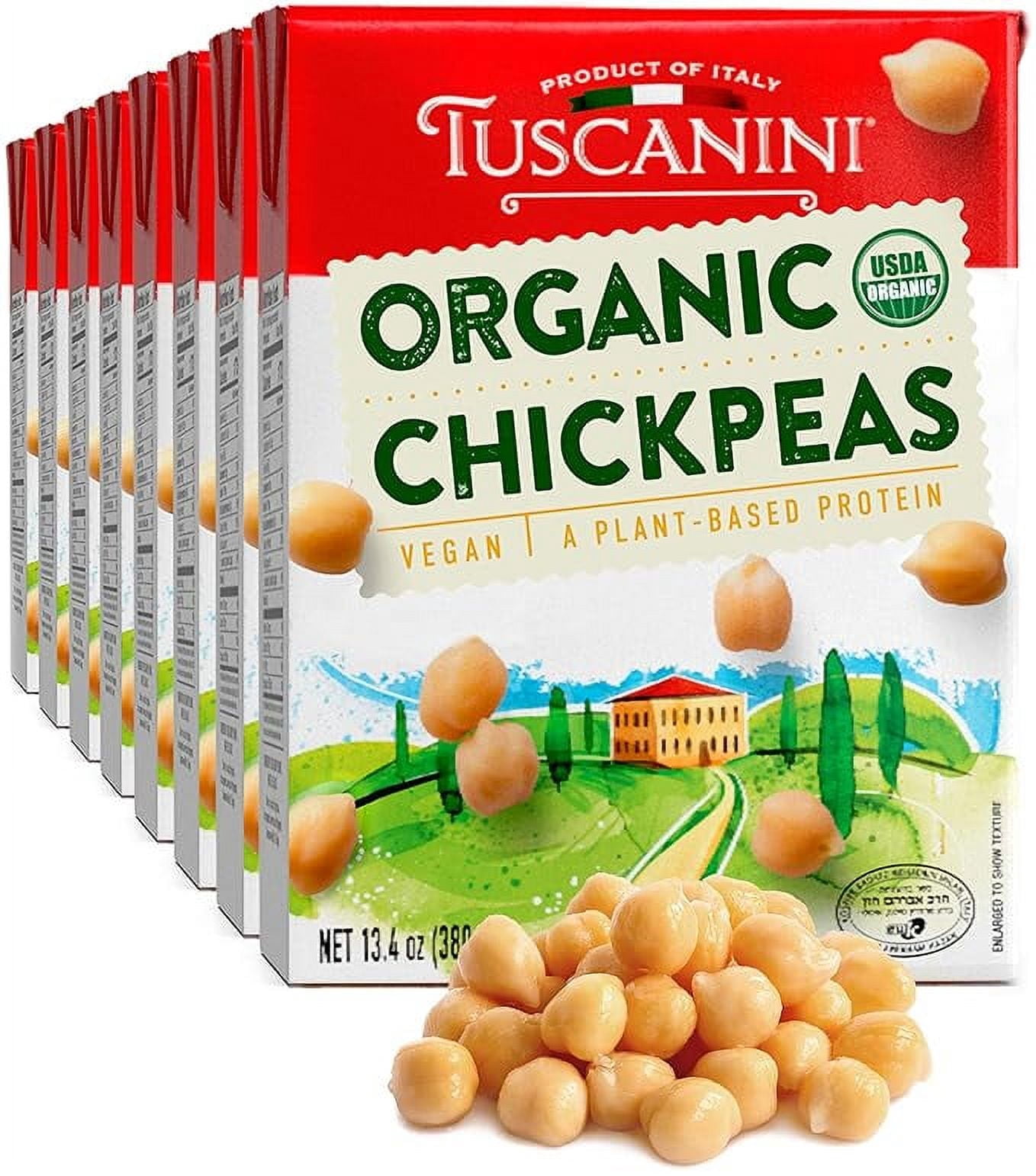 TUSCANINI Organic Chickpeas, 13.4oz, 8 Pack, Plant-Based Protein, Vegan ...