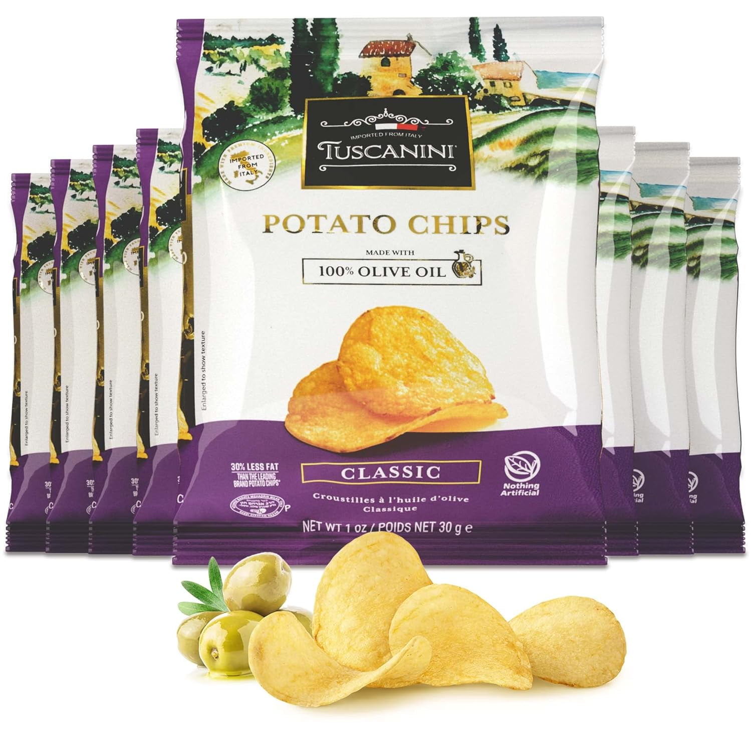 Tuscanini Potato Chips Made with 100% Olive Oil 1 oz (8 Pack) 30% Less ...