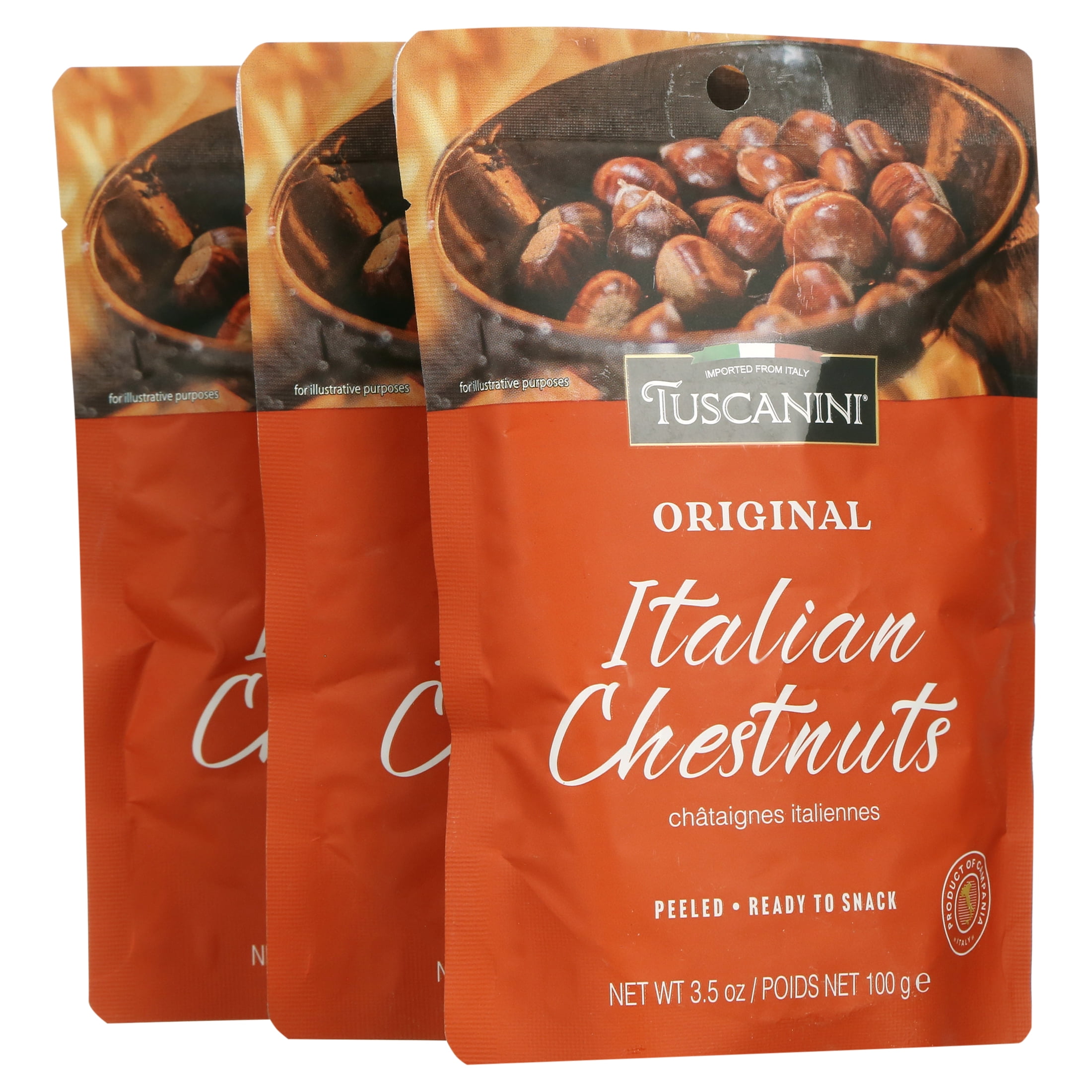 Tuscanini Premium 3.5oz Roasted Italian Chestnuts (3 Pack) - Ready-to ...