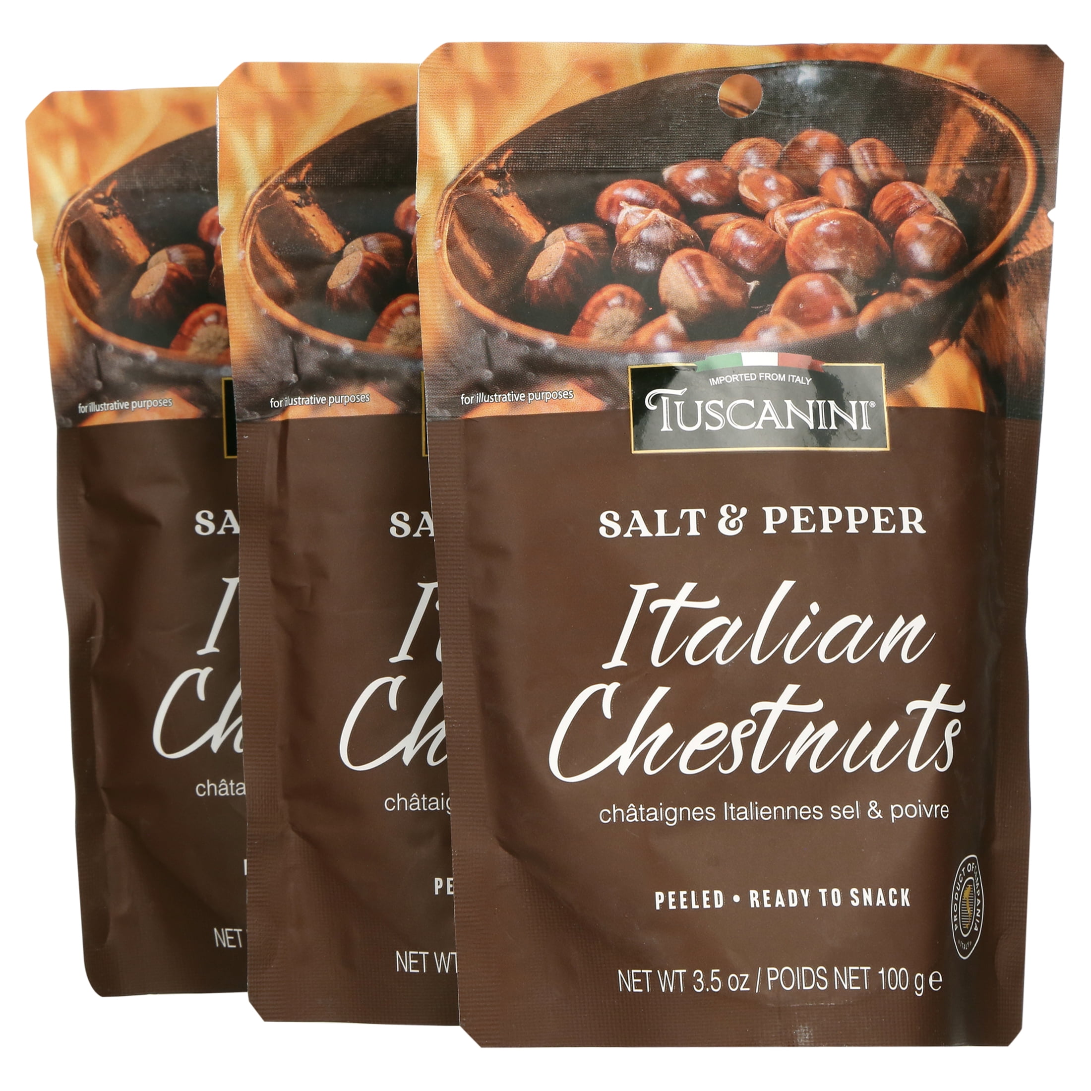 Tuscanini Premium Italian Chestnuts Seasoned with Salt & Pepper, 3.5oz ...
