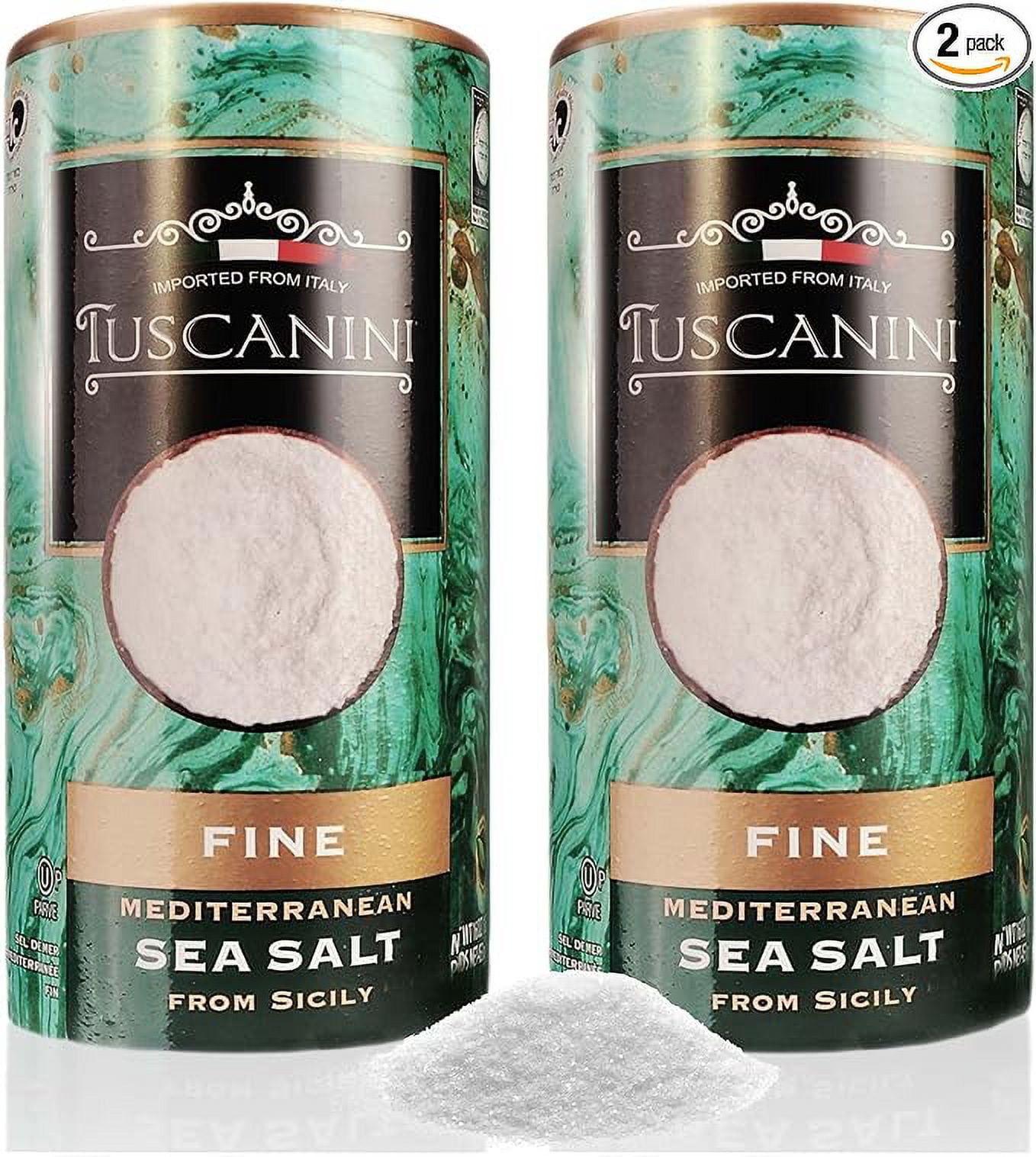 TUSCANINI Fine Mediterranean Sea Salt, 16oz Tube, 2 Pack, Authentic ...