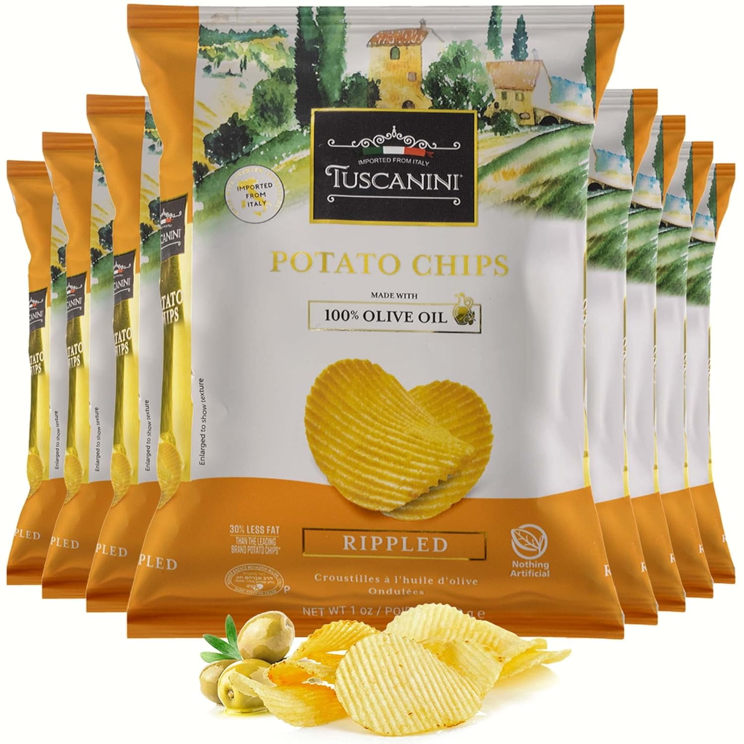 Tuscanini Ripples Potato Chips Made with 100% Olive Oil 1 oz (8 Pack ...