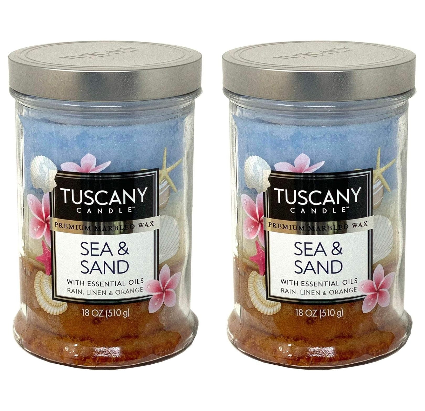Tuscany 18oz Scented, Sea and Sand 2-Pack, TC-18273x2, 18oz (510g) x 2 [excluding glass jar ...