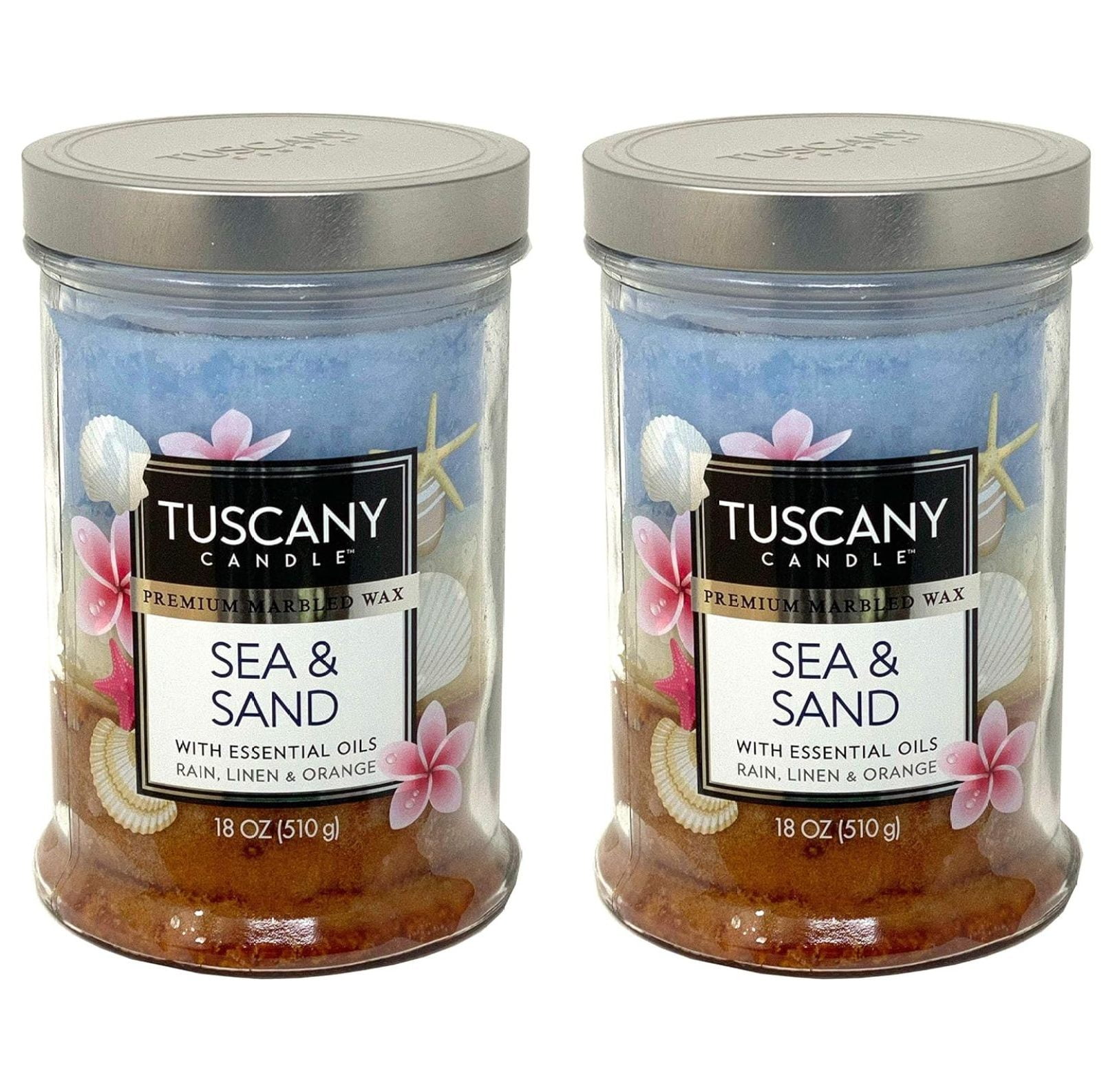 Tuscany 18oz Scented, Sea and Sand 2-Pack, TC-18273x2, 18oz (510g) x 2 [excluding glass jar ...