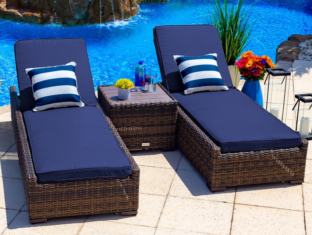 Tuscany 3-Piece Resin Wicker Outdoor Patio Furniture Chaise Lounge Set ...
