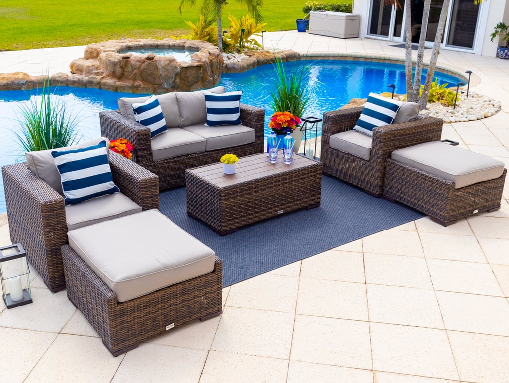 Tuscany 6-Piece M Resin Wicker Outdoor Patio Furniture Lounge Sofa Set ...