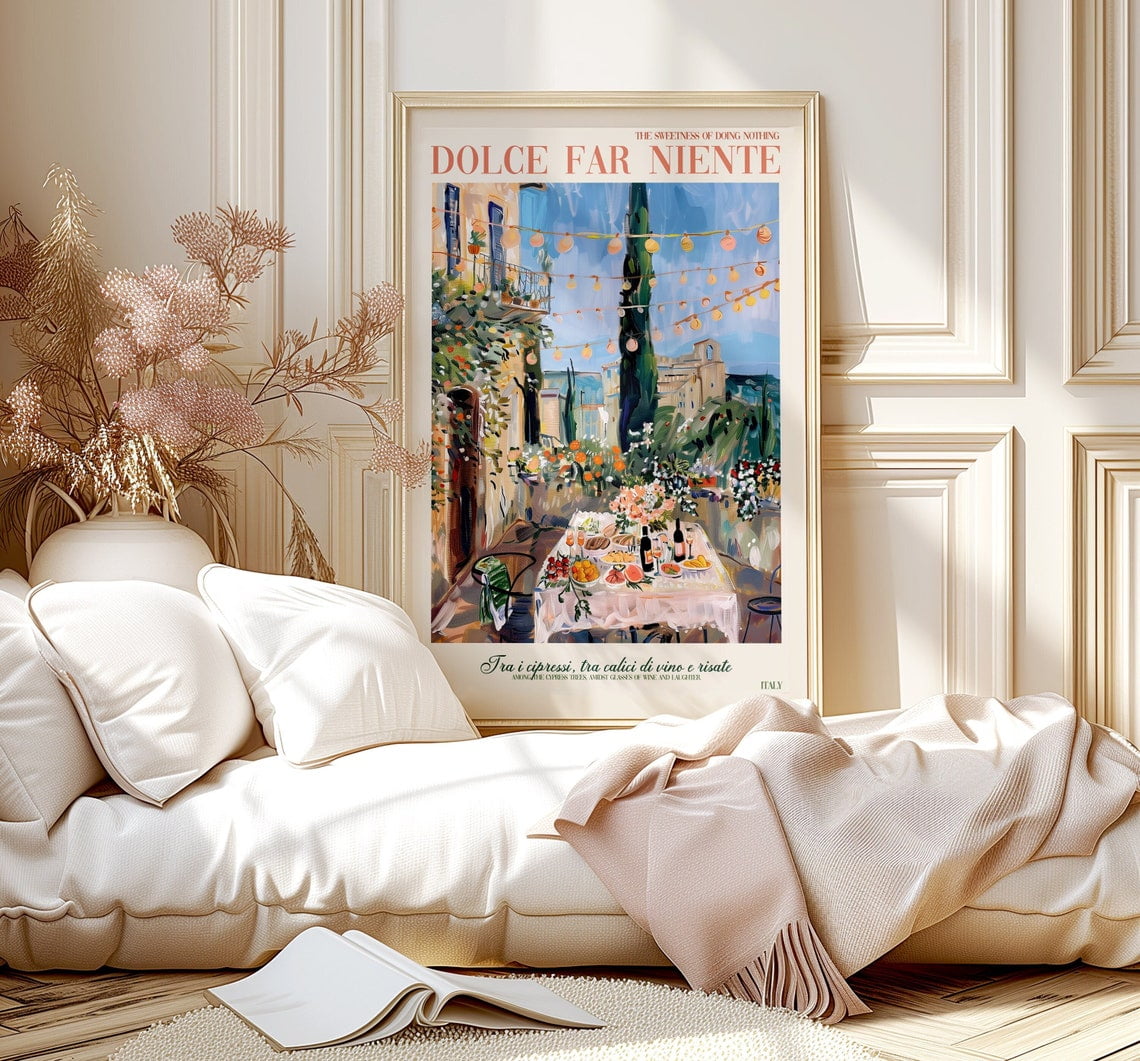 Tuscany Dinner Table View Art Poster: Florence Italy Wine, Unframed ...