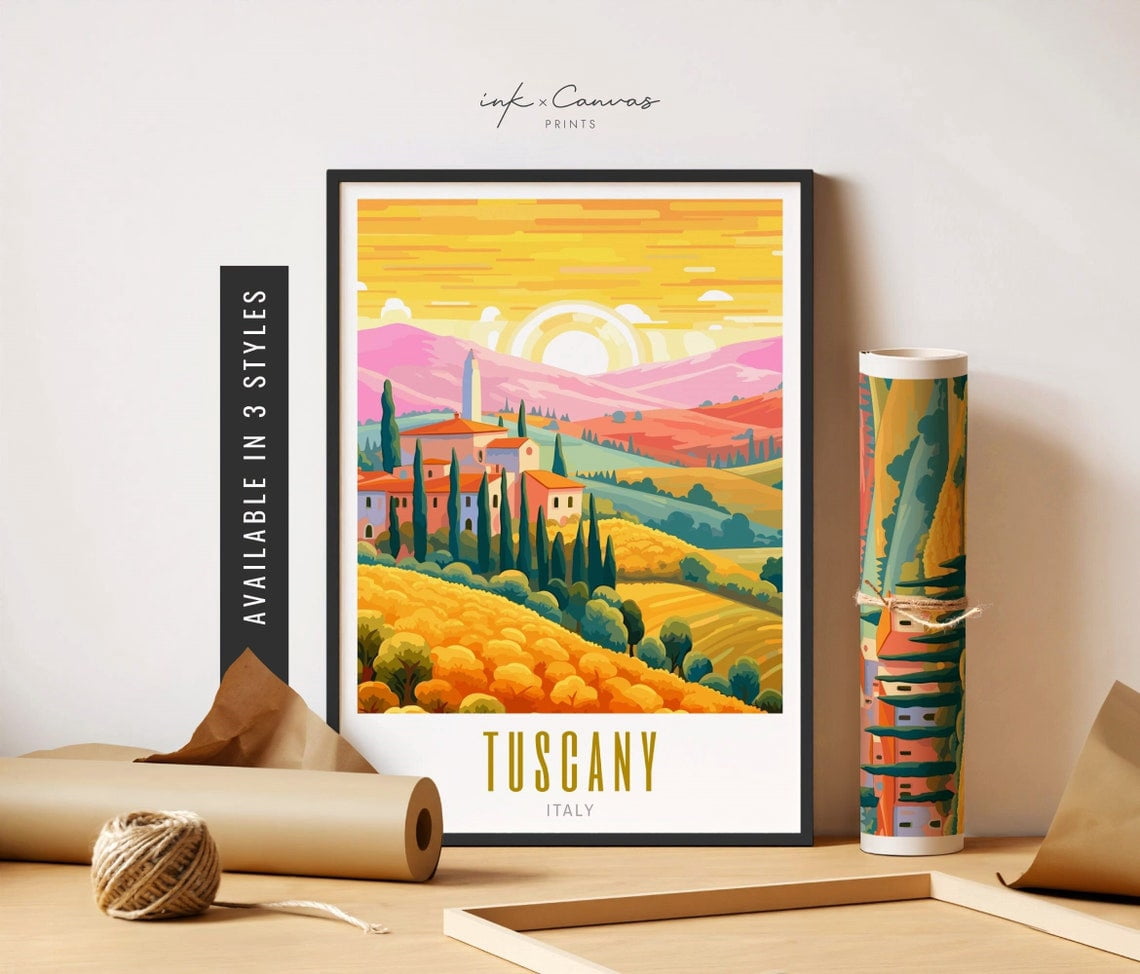 Tuscany Italy Poster Retro Tuscany Poster Tuscan Decor European Cities ...