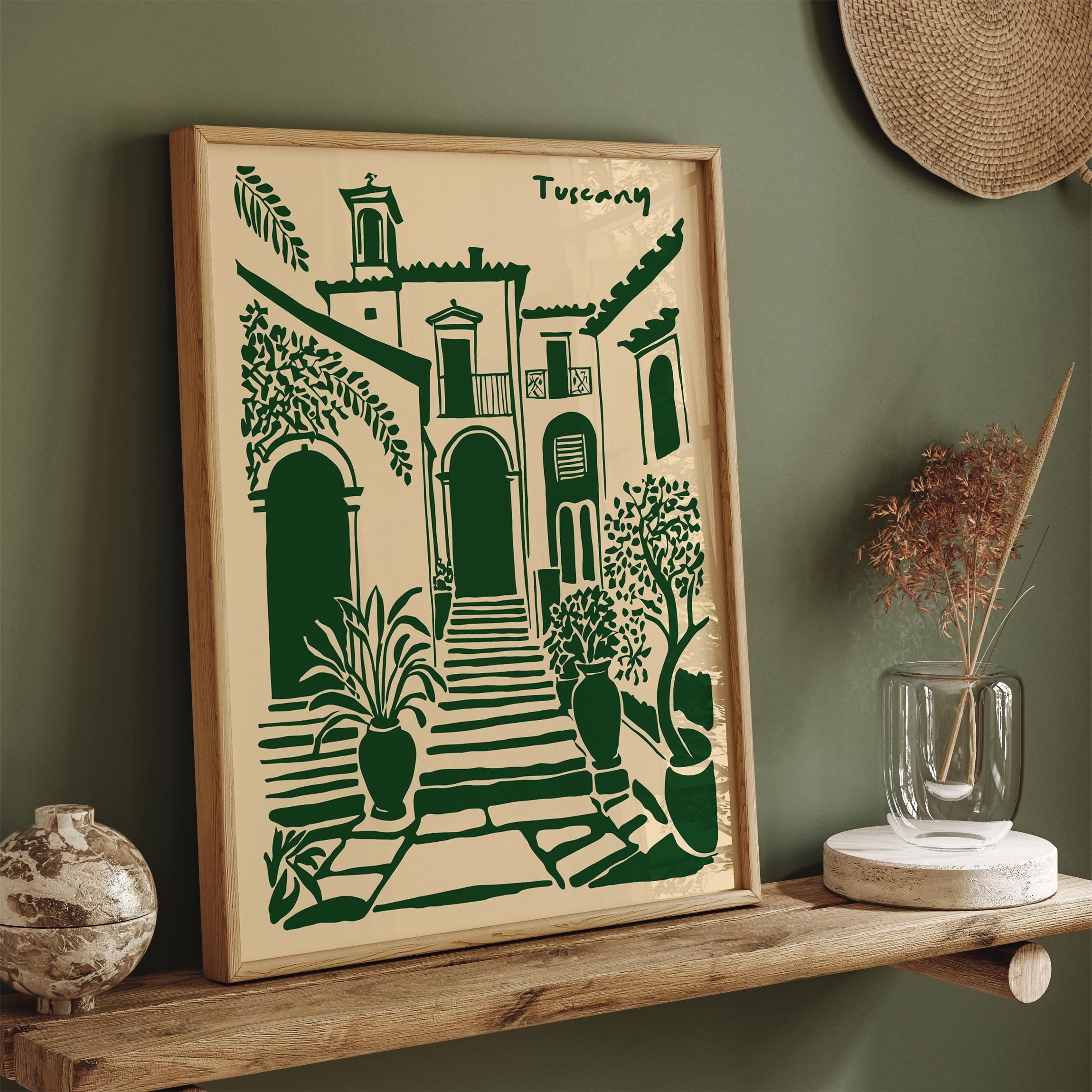 Tuscany Landscape Print: Vintage Italian Countryside Wall Art UNFRAMED ...