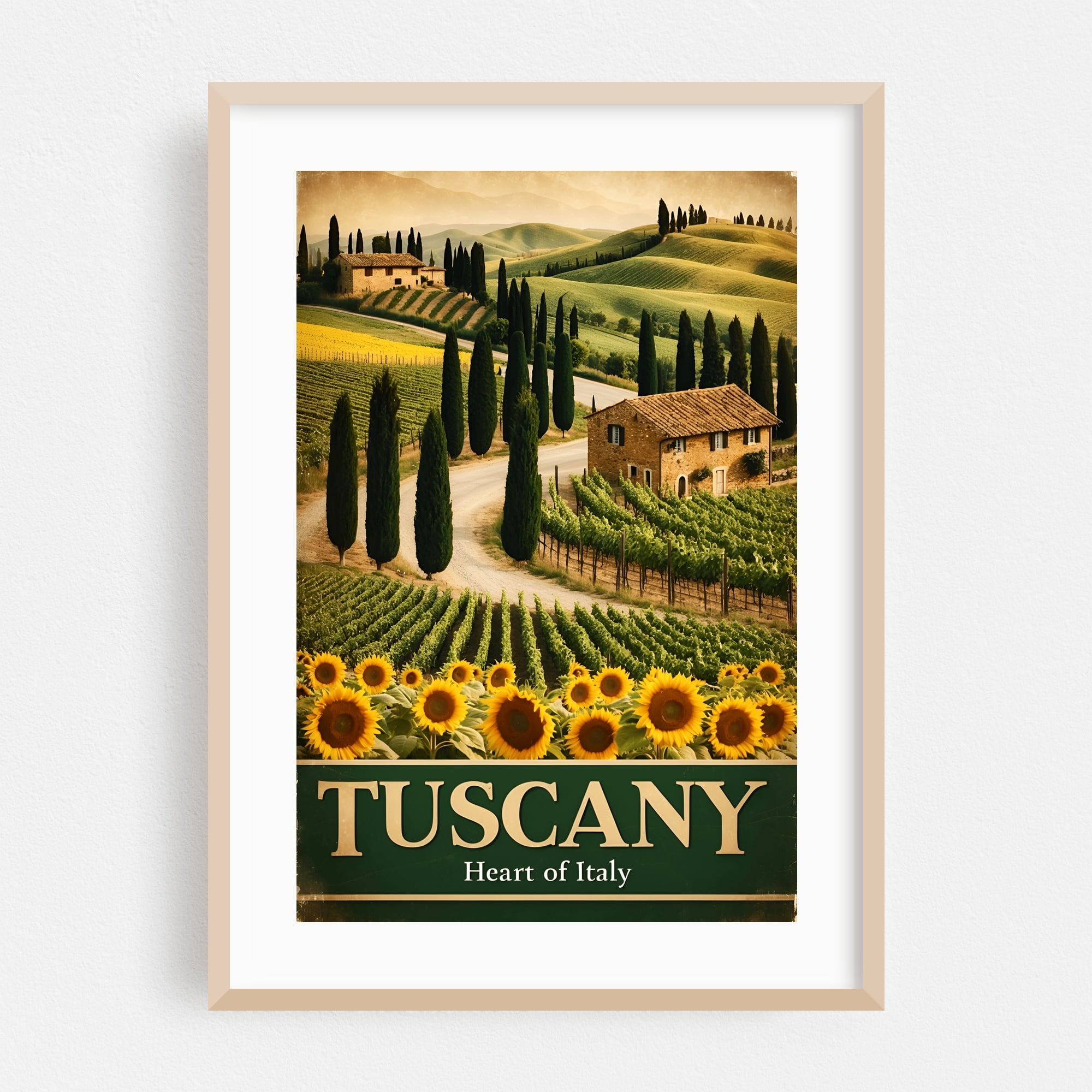 Tuscany Travel Poster – Romantic Italian Countryside Views - Tuscany ...