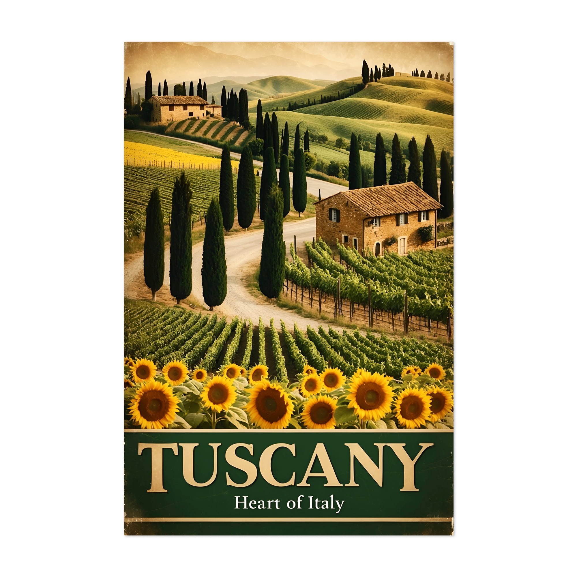 Tuscany Travel Poster – Romantic Italian Countryside Views - Tuscany ...