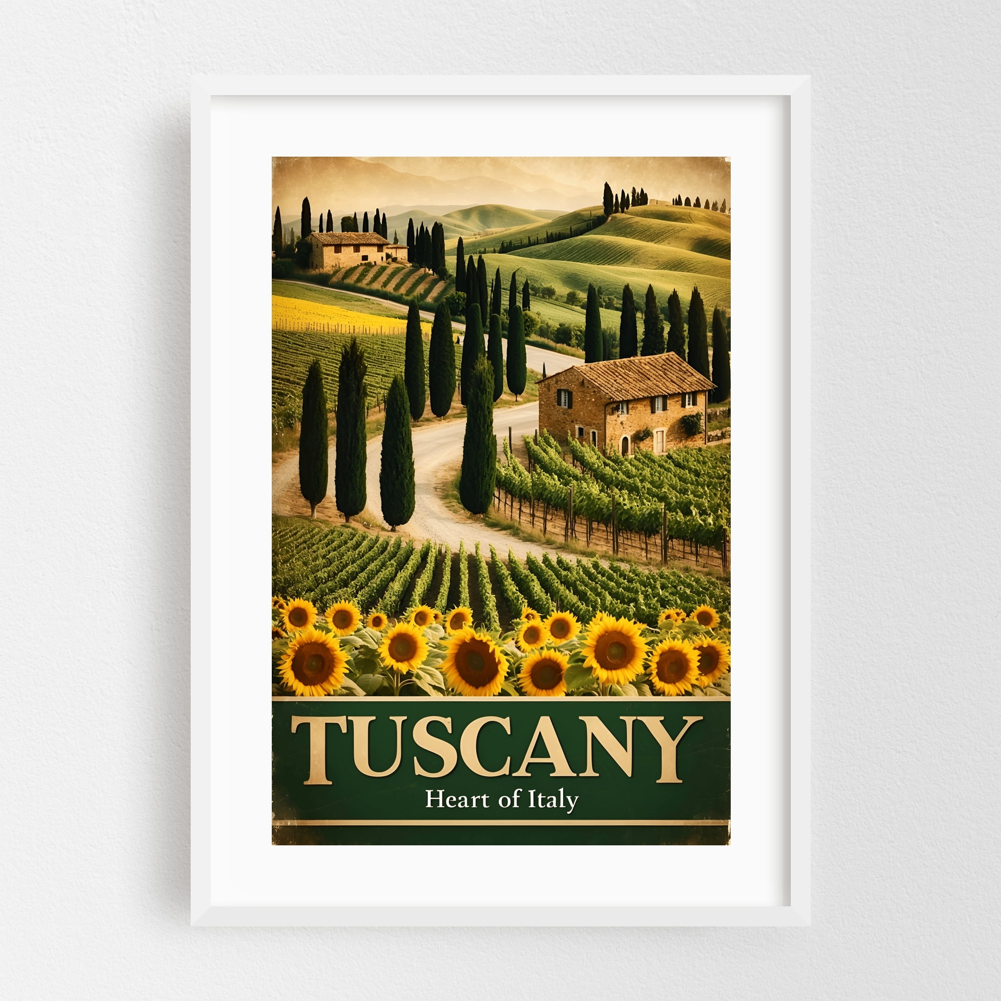 Tuscany Travel Poster – Romantic Italian Countryside Views - Tuscany ...