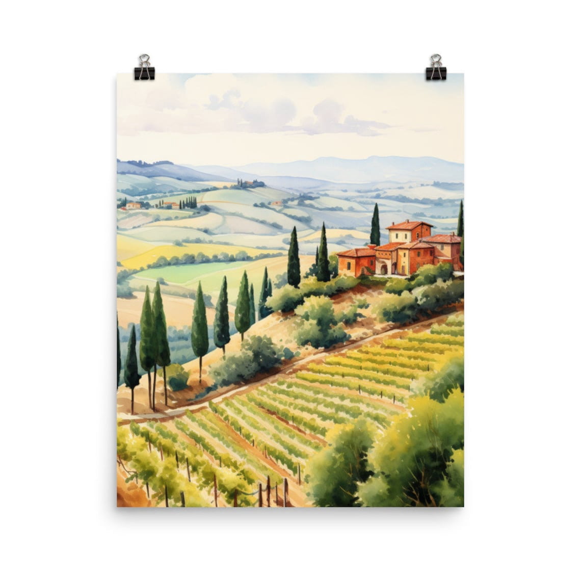 Tuscany Vineyard Print, Italian Countryside Wall Art, Rustic Home Decor ...