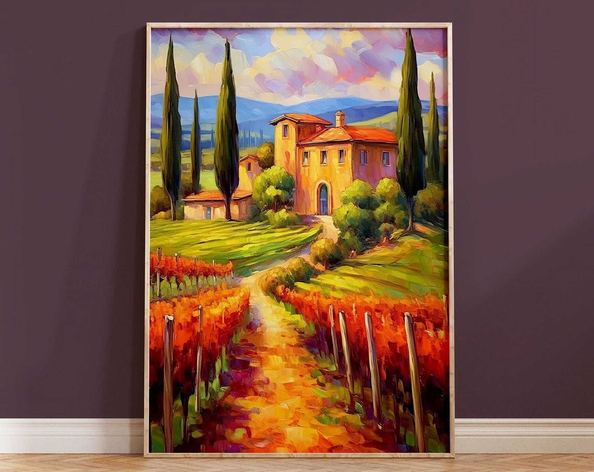 Tuscany Wall Art Print Boho Vineyard Contemporary Vibrant Housewarming ...