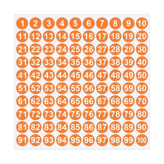 Tuscom 30Pcs 1 Sheet Numbered Stickers 1-100, 0.4 Inch Round Number ...