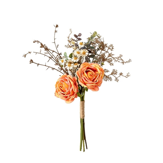 Tuscom 6 Color Artificial Rose Hand Tied Bouquet Dried Branch Faux ...
