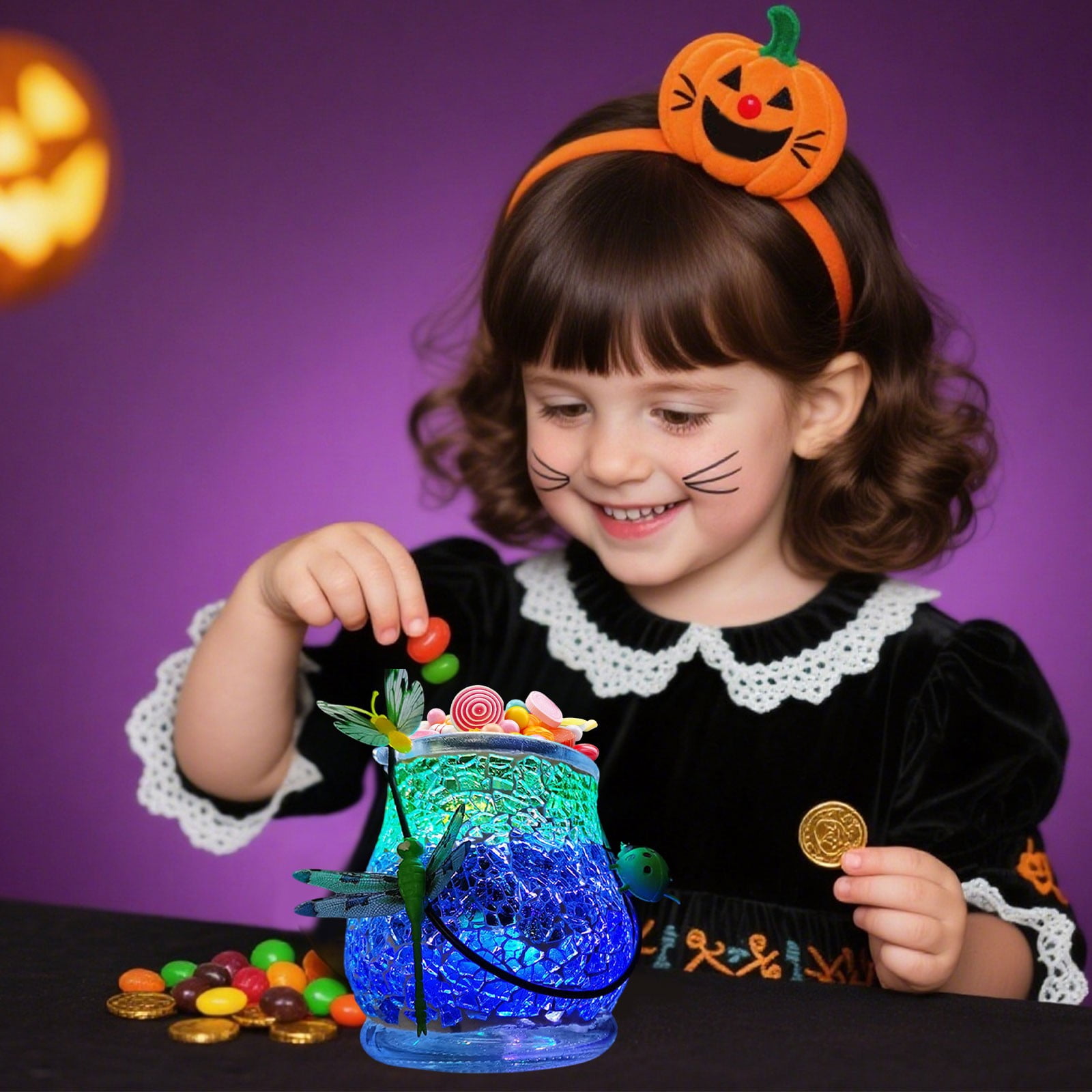 Tuscom DIY Halloween candy Jar, Light Up Candy Jar Craft with LED ...