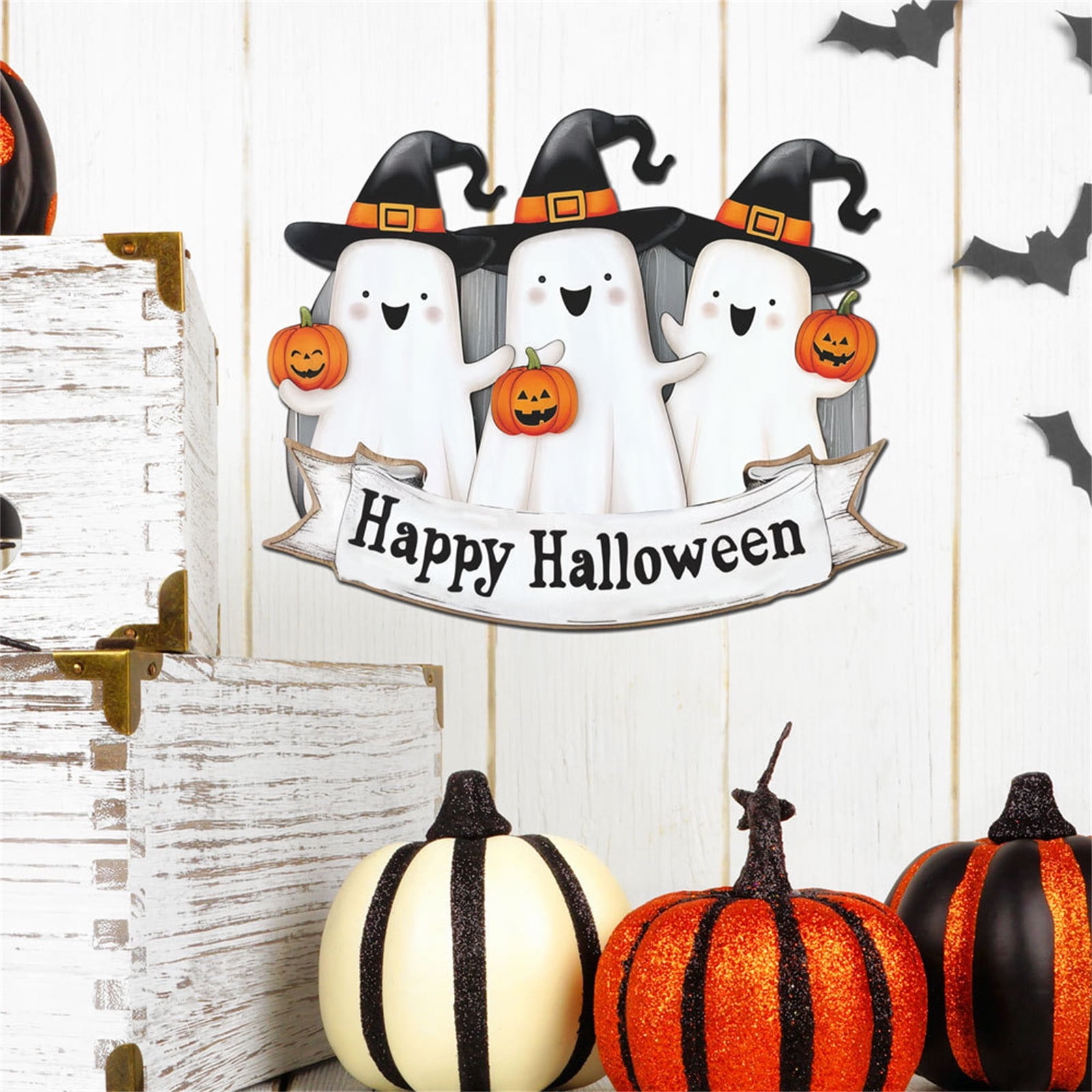 Tuscom Halloween Decorations Stickers - Spooky Ghost & Black Cat Wall ...