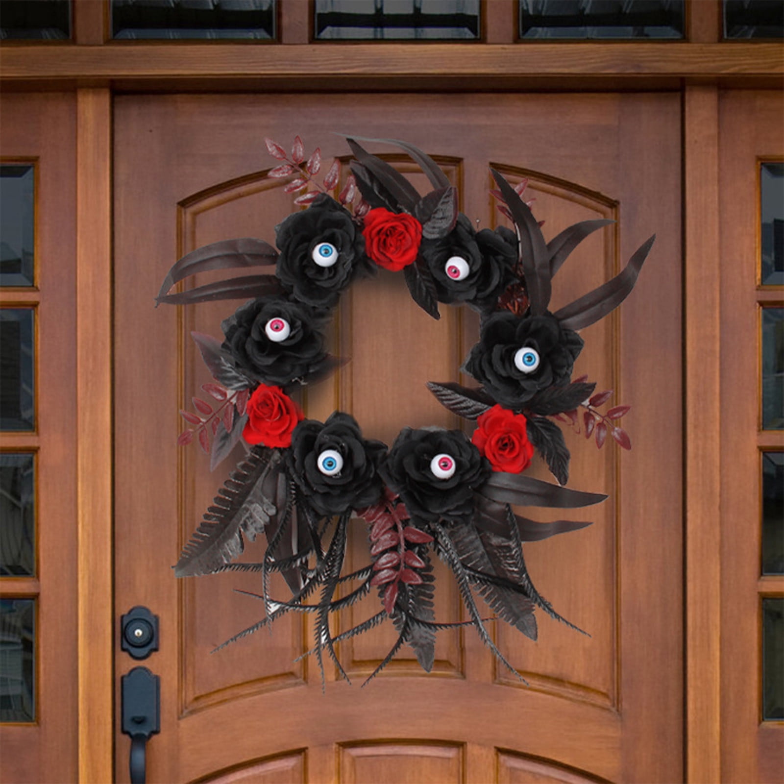Tuscom Halloween Rose Eyeball Wreath - Spooky Withered Rattan Ring with ...