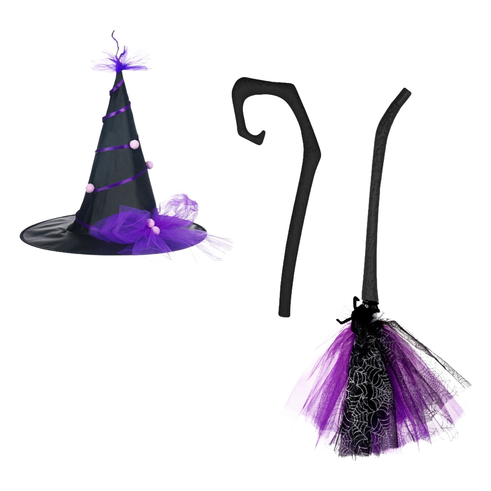 Tuscom Halloween Witch with Flying Broomstick Prop, Detachable Witch ...