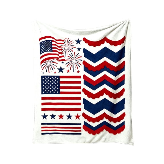 Tuscom Independence Day Striped Blanket 39x59in Patriotic Throw Fleece ...