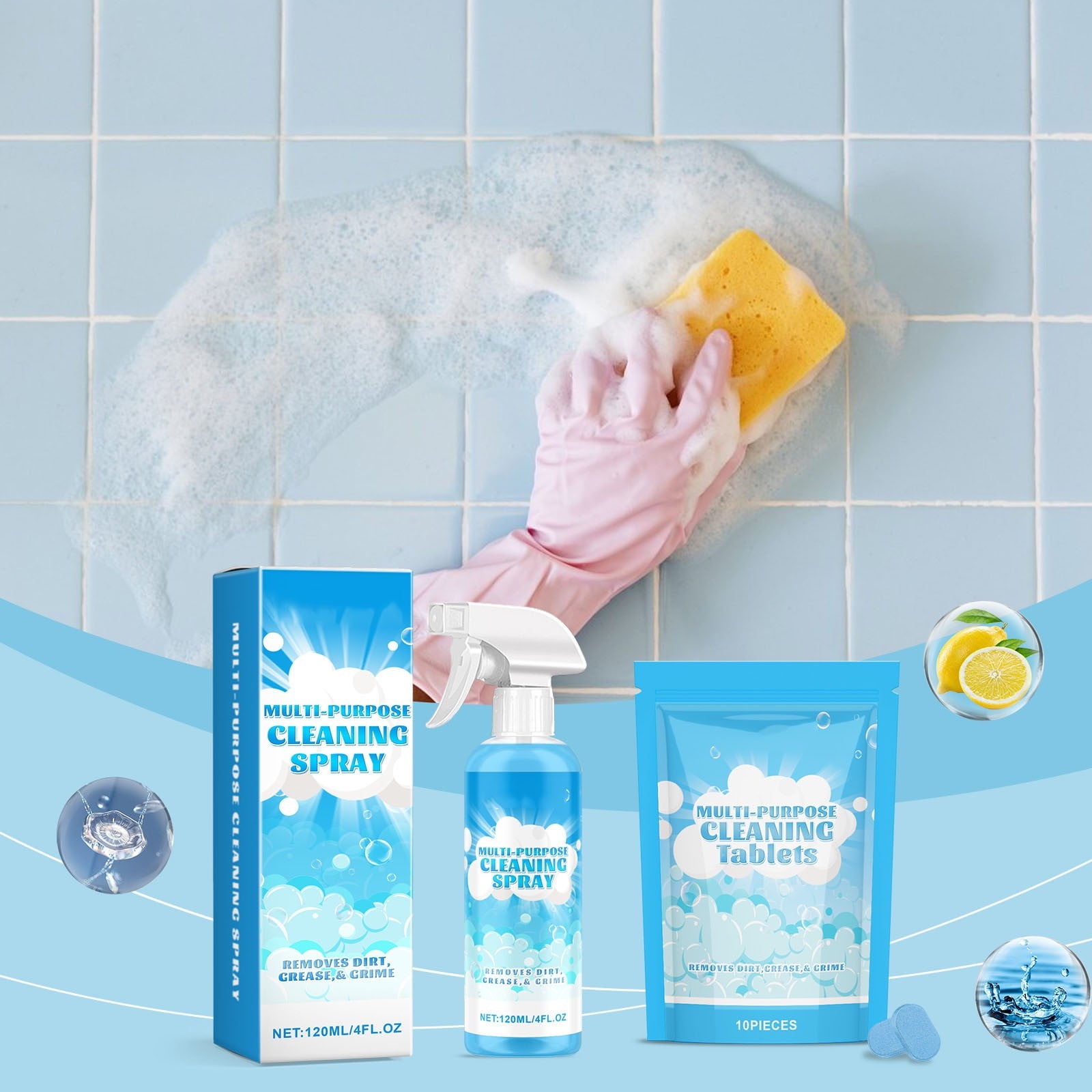 Tuscom Multi-Surface Cleaner Spray & Tablets, Deep Penetration for ...