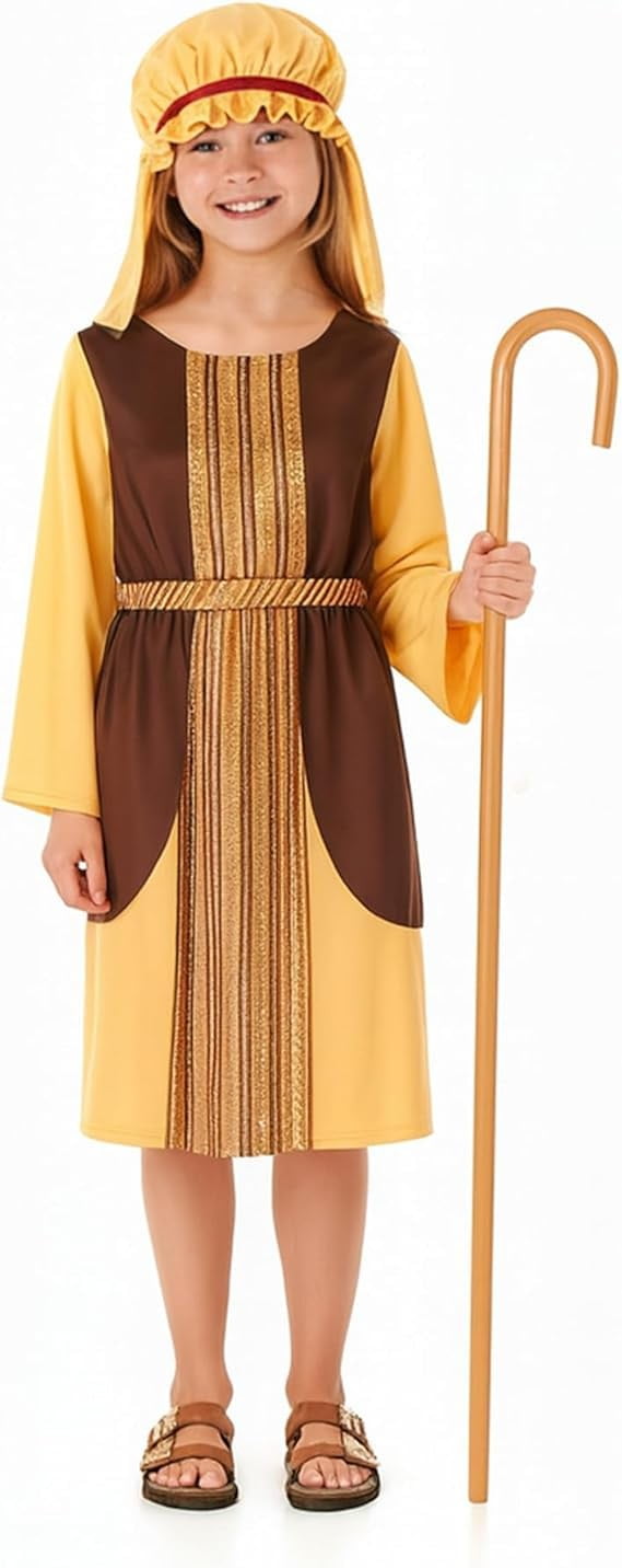 Tuscom Nativity Costume Set, Christmas Shepherdess Fancy Dress Outfit ...