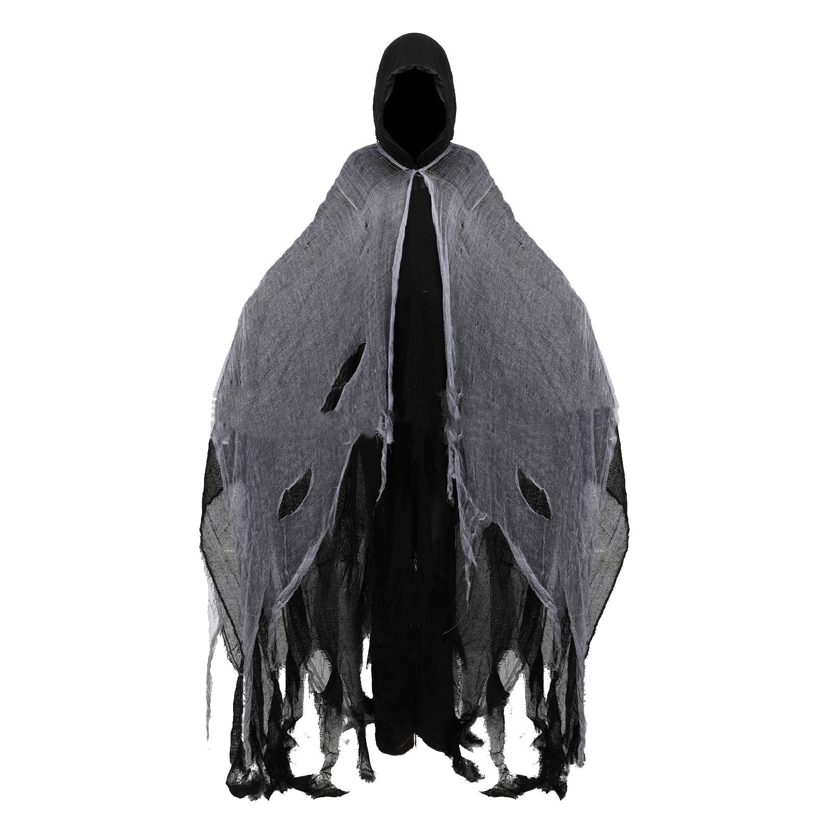 Tuscom Spooky Halloween Cloak Cape Costume Set with Skull Mask and Bone ...