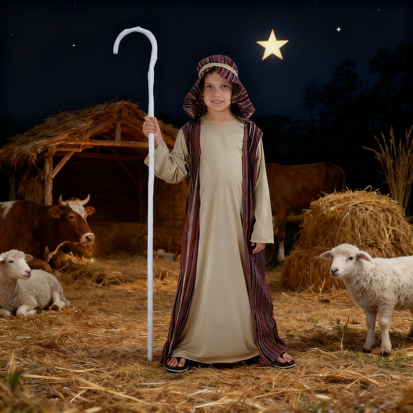 Tuscom Teens Shepherd Costume for Teens, Biblical Christmas Nativity ...