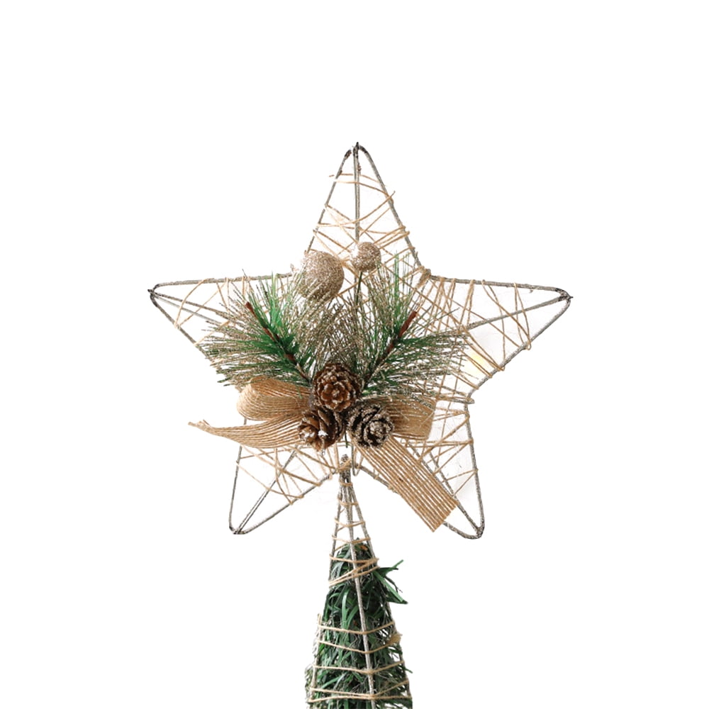 TuseyRxln Christmas Star Tree Topper -Gold Glittered Metal Hallow Tree ...