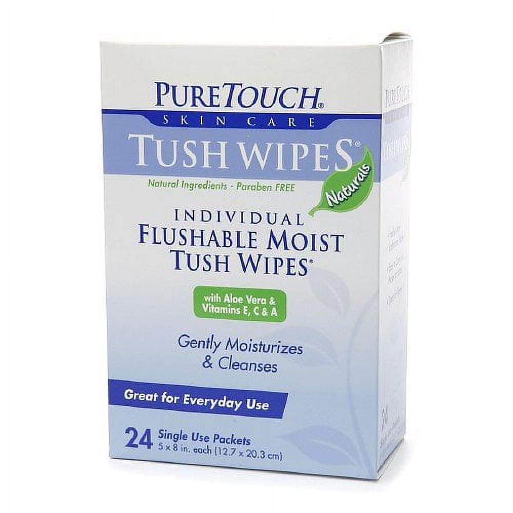 Tush Wipes Naturals for Adults Individual Flushable Moist Wipes 6 Boxes ...