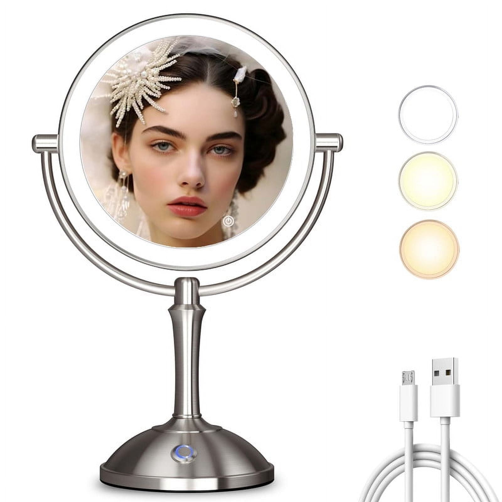 Tushengtu 8" Lighted Makeup Mirror with Magnification,LED Light 7X ...