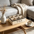 Tusihei Wooden Tea Storage Box, Divided Compartment Organizer with Lid ...