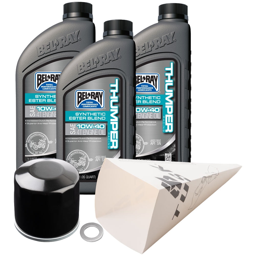 Tusk 4-Stroke Oil Change Kit For Bel-Ray Thumper Synthetic Blend 10W-40 ...