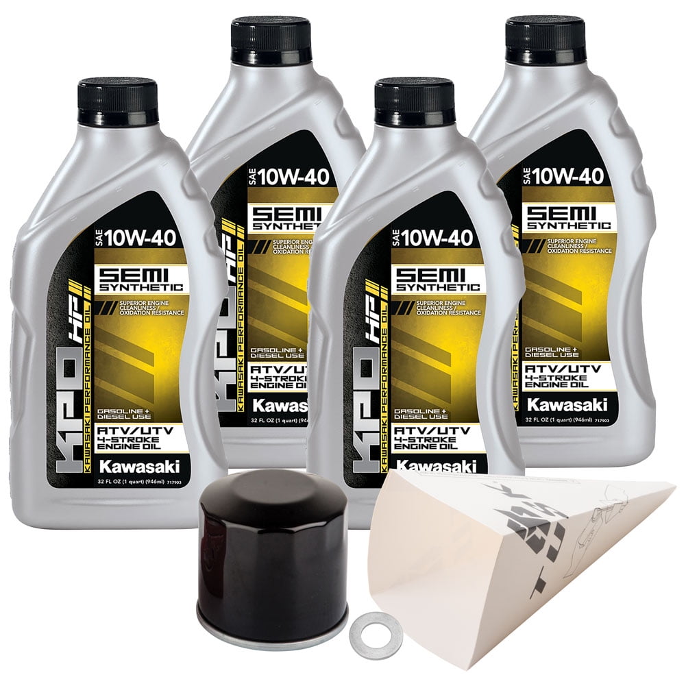 Tusk 4-Stroke Oil Change Kit Kawasaki KPO Semi-Synthetic Blend 10W-40 For Kawasaki Teryx KRX ...