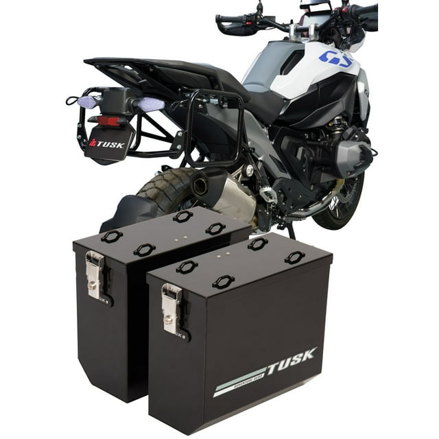 Tusk Aluminum Panniers with Pannier Racks V2 Large Black For BMW ...