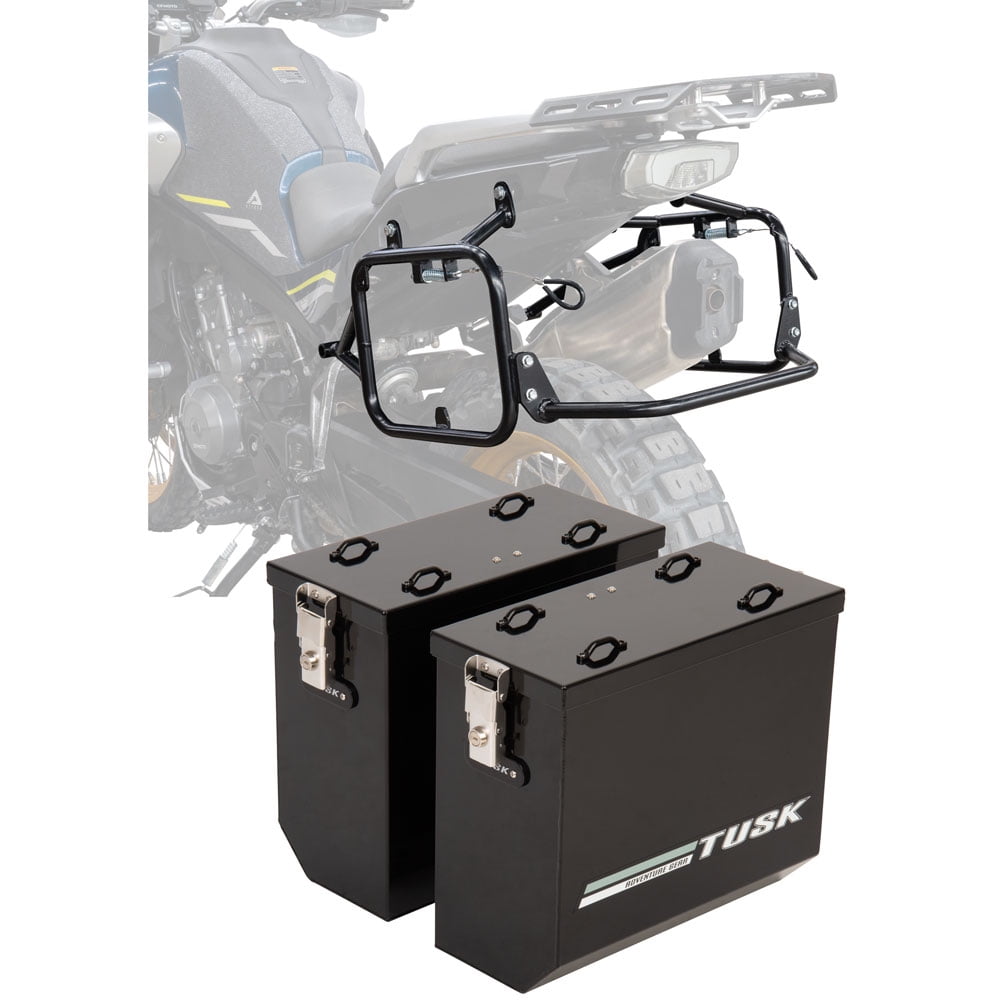 Tusk Aluminum Panniers with Pannier Racks V2 Large Black For CFMOTO ...