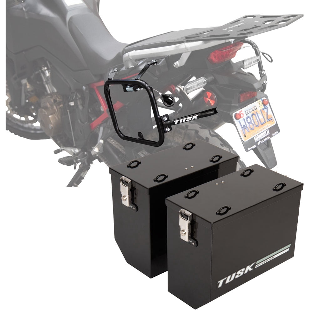 TUSK Aluminum Panniers with Pannier Racks V2 Large Black for Honda ...