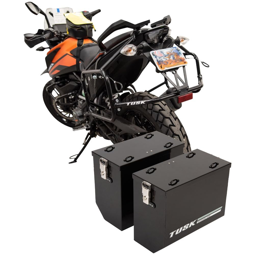 TUSK Aluminum Panniers with Pannier Racks V2 Large Black for KTM 390 ...