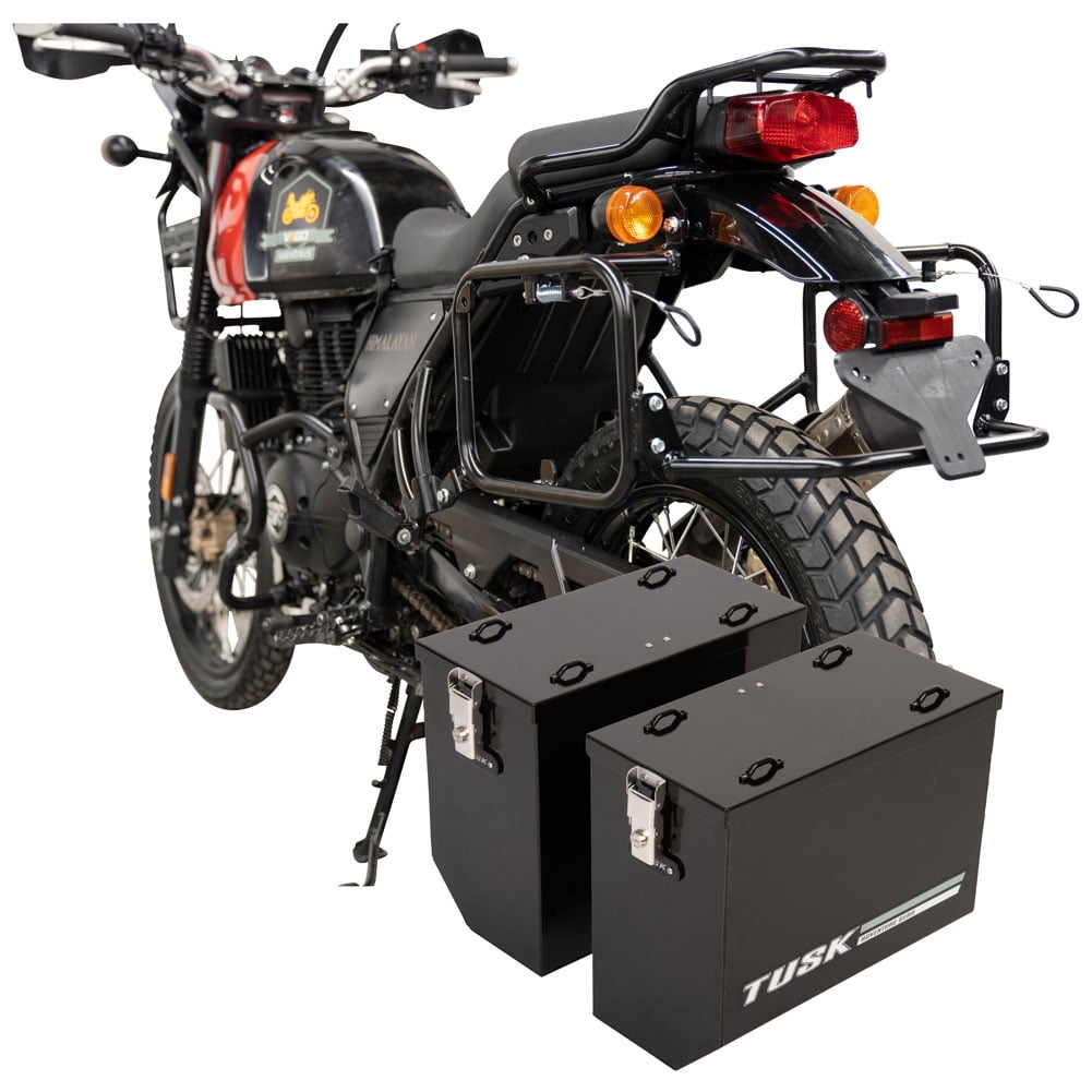 Tusk Aluminum Panniers with Pannier Racks V2 Large Black For Royal ...