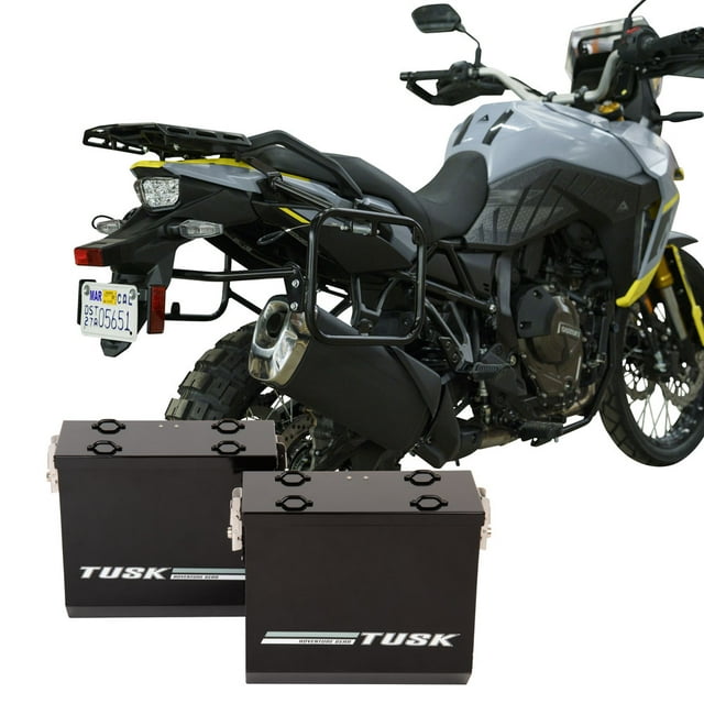 Tusk Aluminum Panniers with Pannier Racks V2 Large Black For Suzuki V ...
