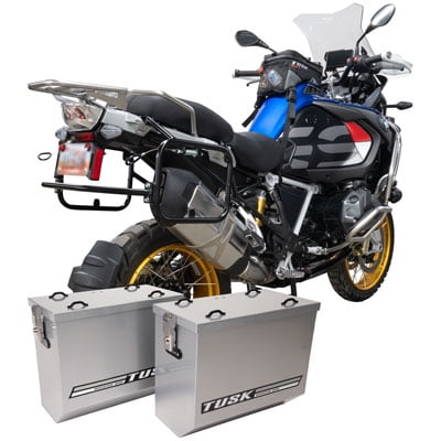 Tusk Aluminum Panniers with Pannier Racks V2 Large Silver For BMW ...