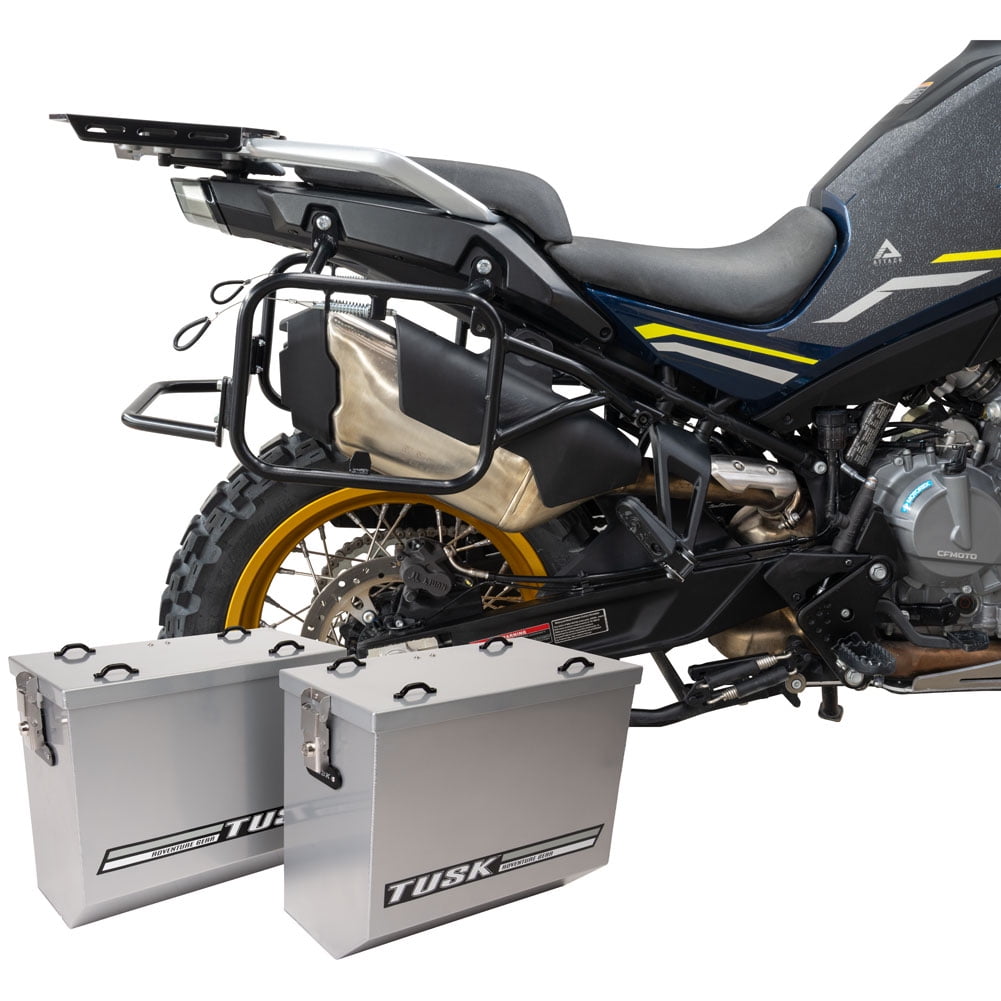 Tusk Aluminum Panniers with Pannier Racks V2 Large Silver For CFMOTO ...