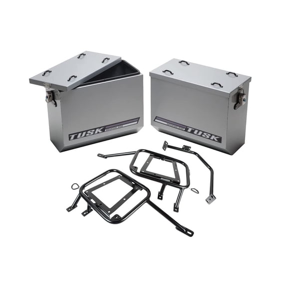 Tusk Aluminum Panniers with Pannier Racks V2 Large Silver For Honda ...