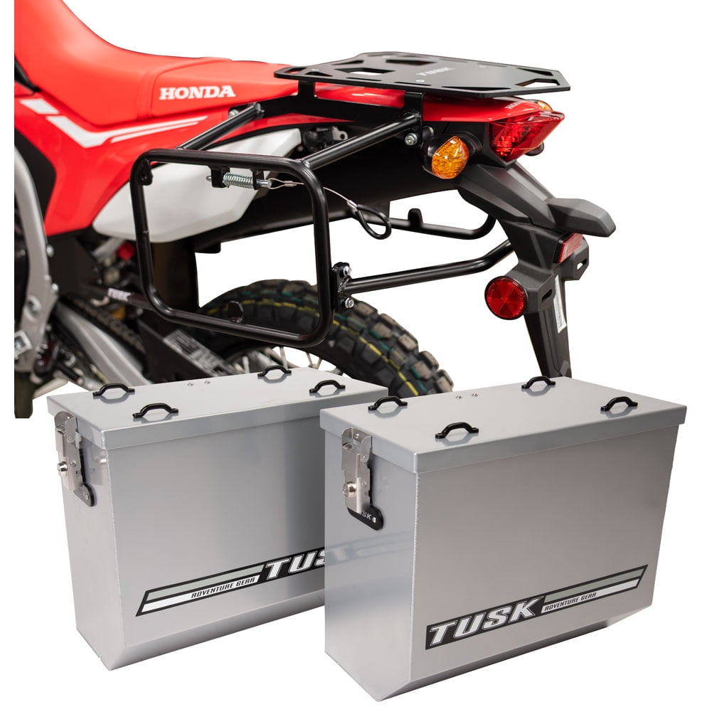 Tusk Aluminum Panniers with Pannier Racks V2 Large Silver For Honda ...