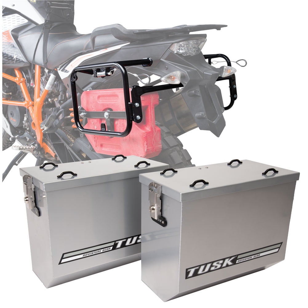 Tusk Aluminum Panniers with Pannier Racks V2 Large Silver For KTM 1090 ...